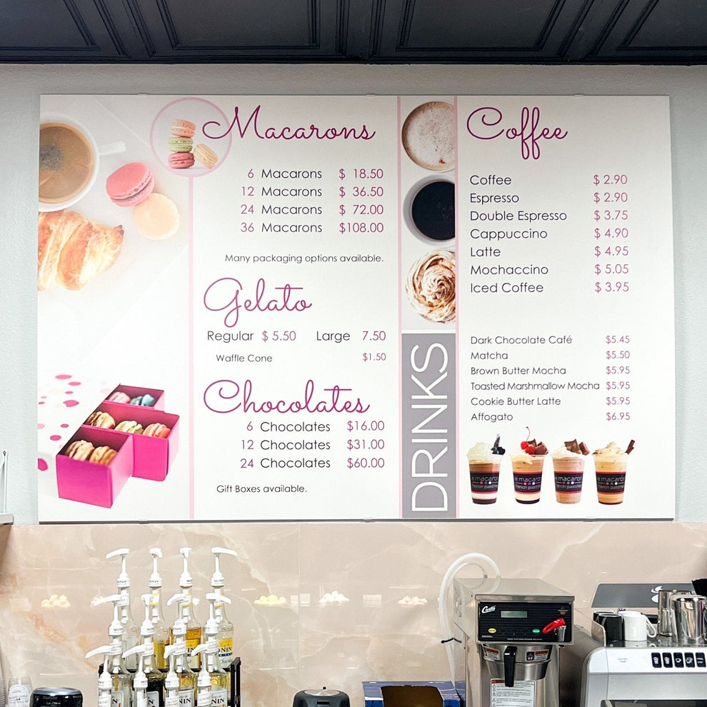 Custom Printed Restaurant Menu Board Sign | Hanging or Wall Indoor & O ...